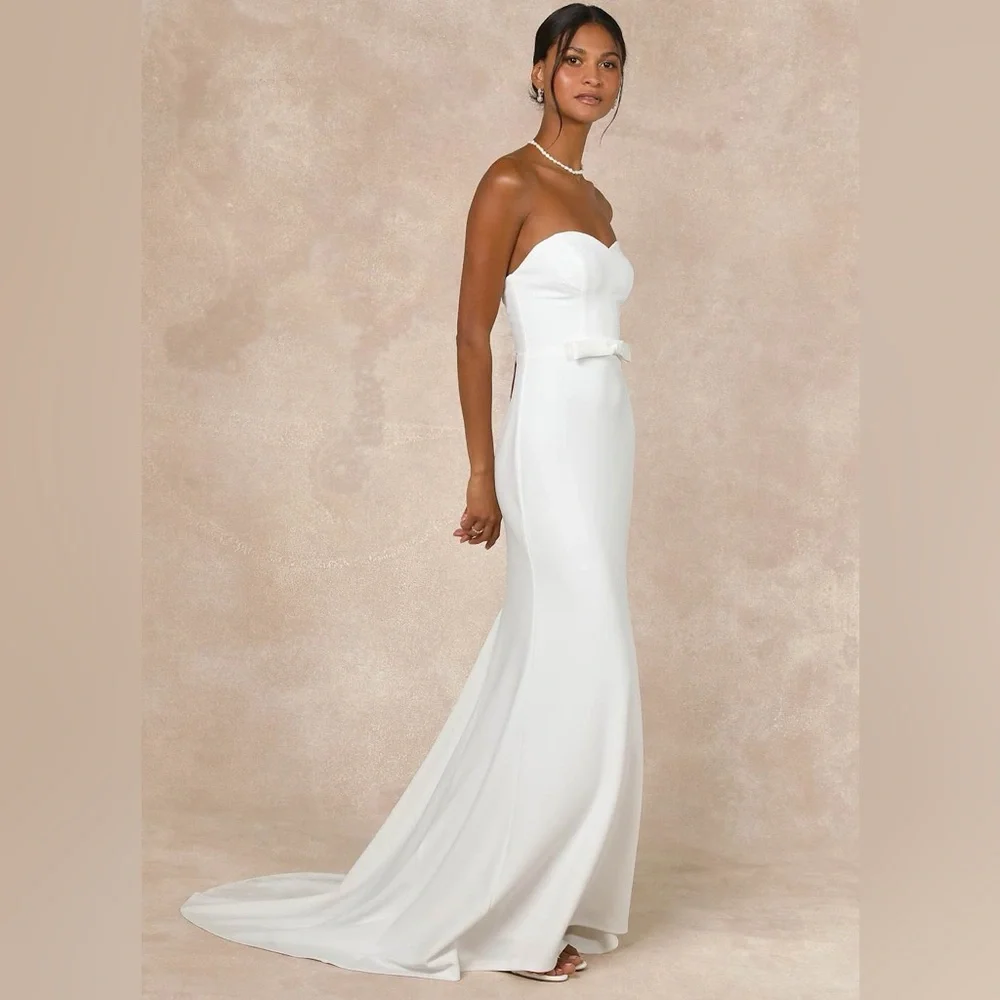 Lulus | Dresses | Lulus Momentous Romance White Strapless Bow Mermaid ...